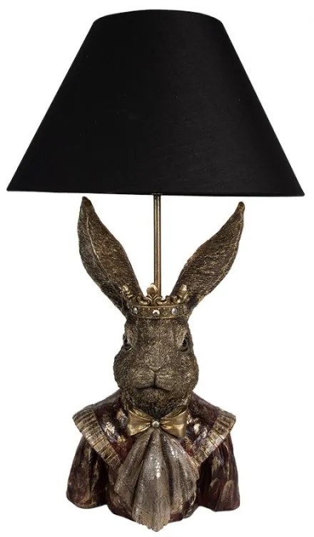 Stolní lampa ve tvaru zajíce s korunou s černým stínidlem Antonius– 37x61 cm