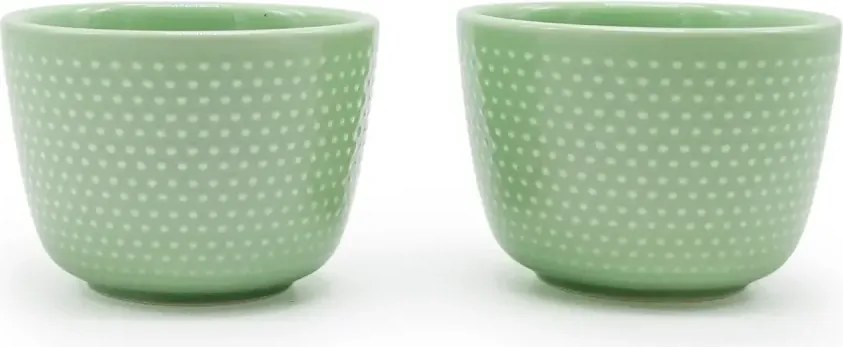 Porcelánová čajová souprava Tanaka pro 4, 600 ml – jadeitově zelená s reliéfem