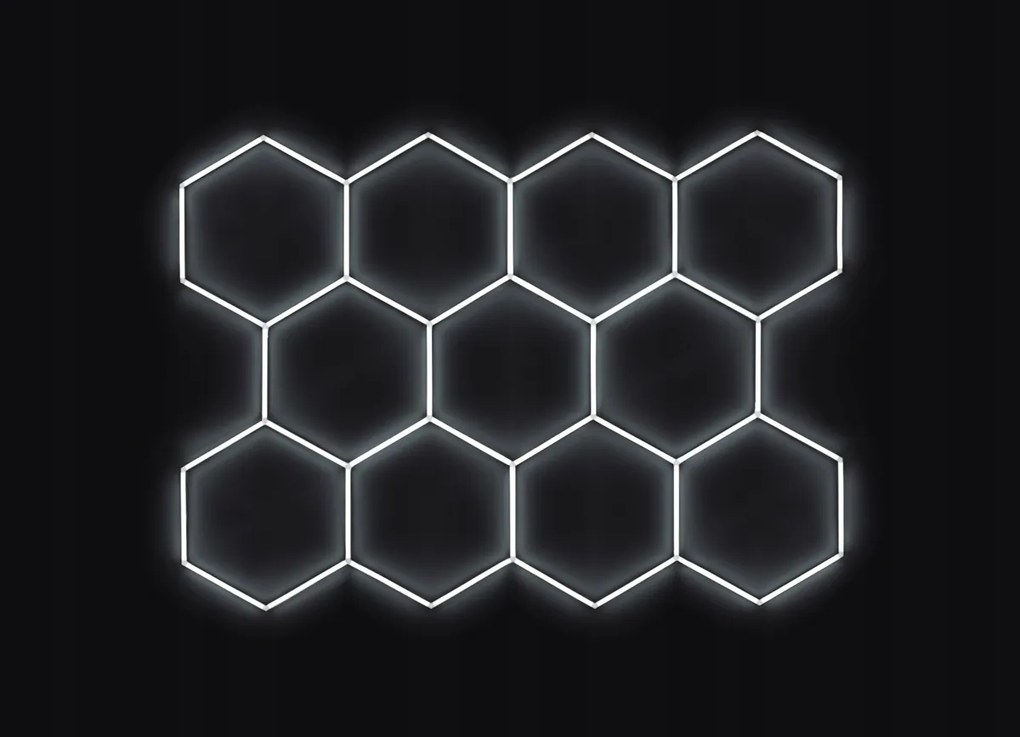 Escape6 Kompletní Led hexagonové svítidlo bílé 4500K, 11 elementů 336x238cm