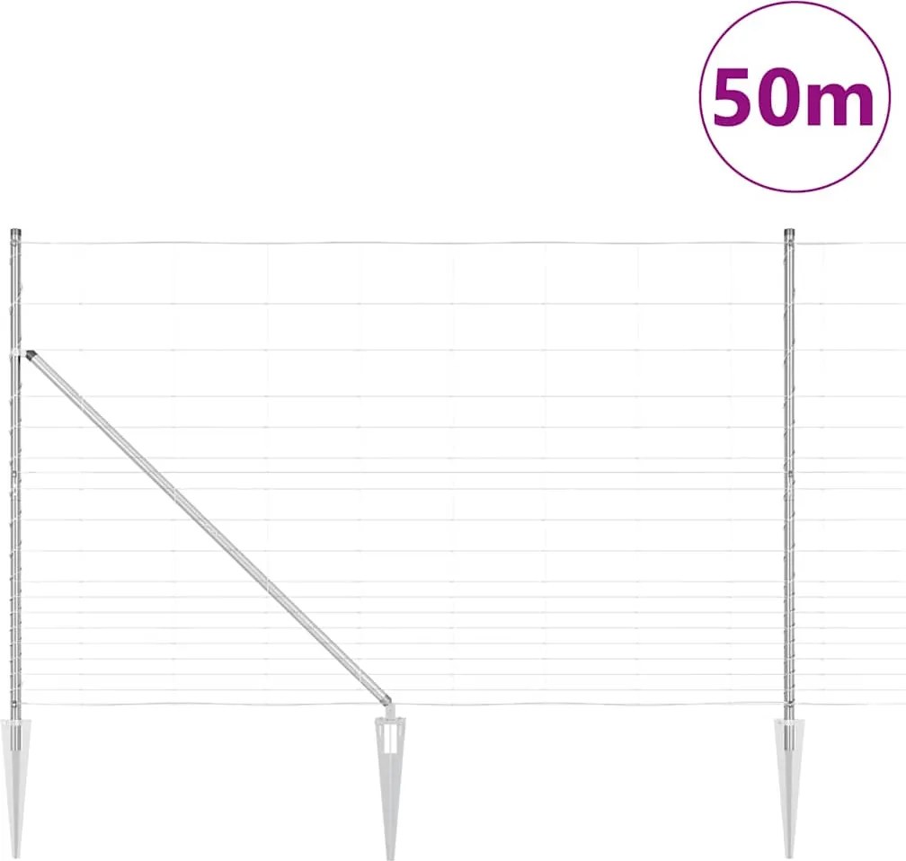 Svařované drátěné ploty s hroty 50 x 1,5 m Pozinkovaná ocel 3351465