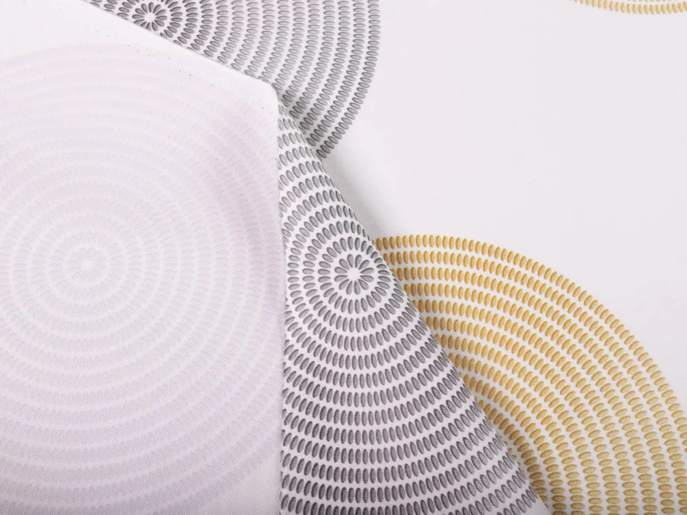 Biante Sametový obdélníkový ubrus Tamara TMR-023 Žluté a šedé designové kruhy na smetanovém 80x120 cm
