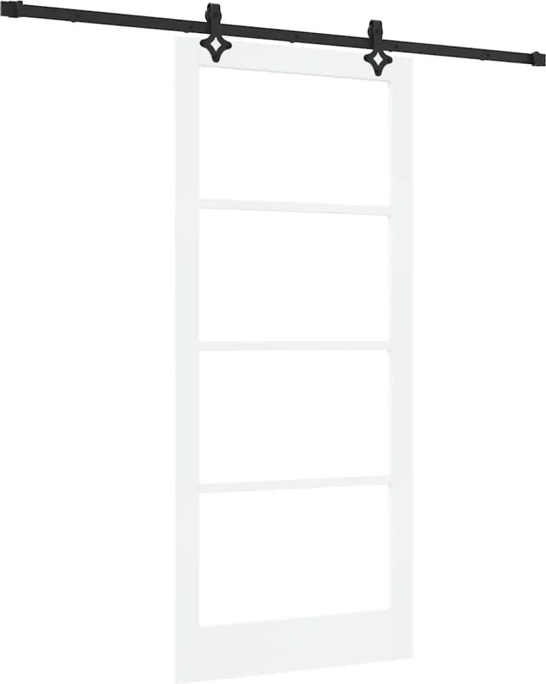 Posuvné dveře Bílá 93 x 211 cm Masivní borové dřevo a sklo 3332318