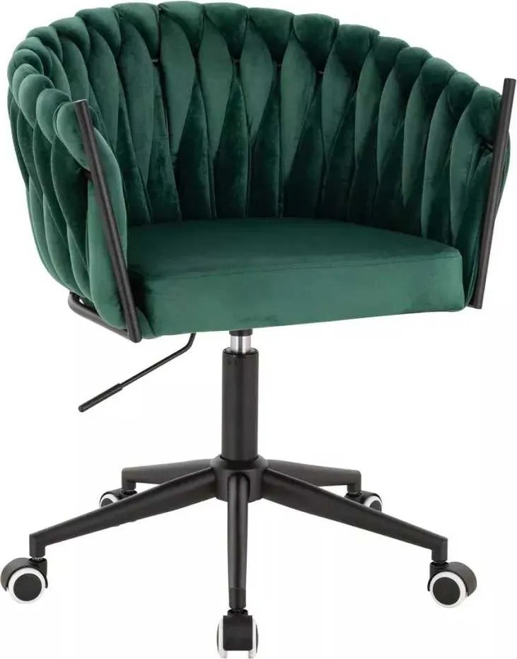 LuxuryForm DESIGN Otočná židle NORDEN VELUR na černé podstavě s kolečky - zelená