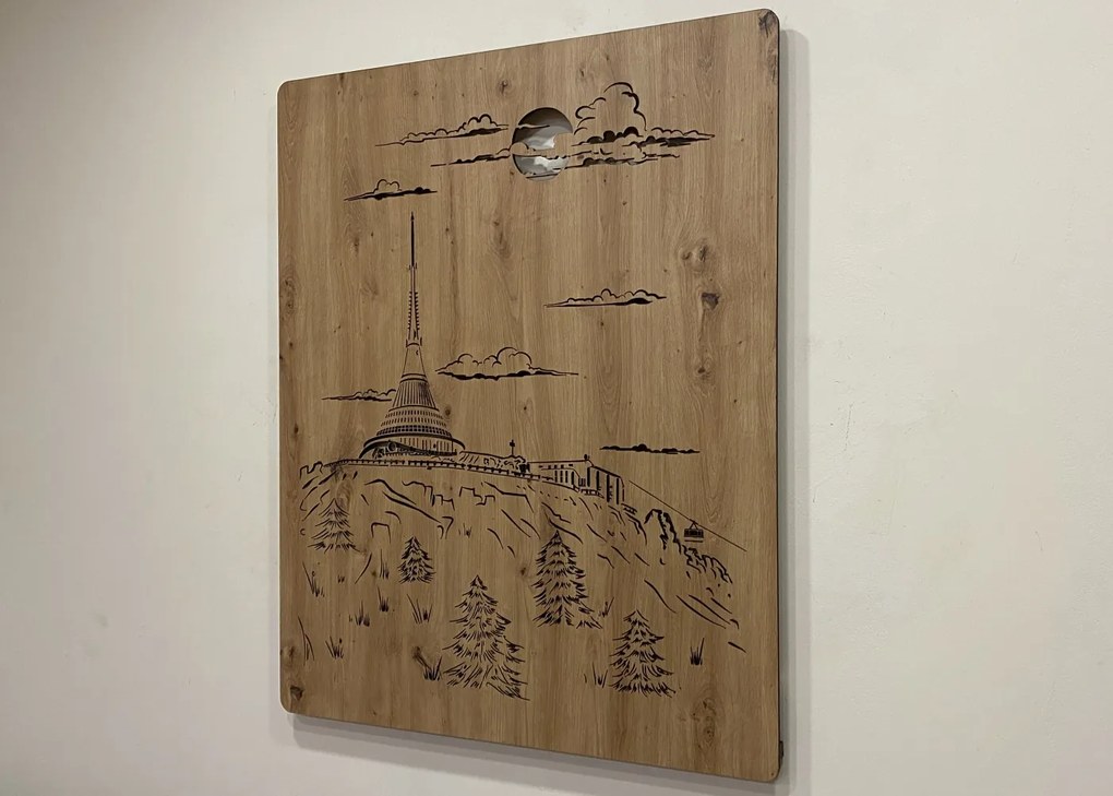 Li-Go "Ještěd" světelný obraz 230V 90x110cm provedení povrchu: dub světlý