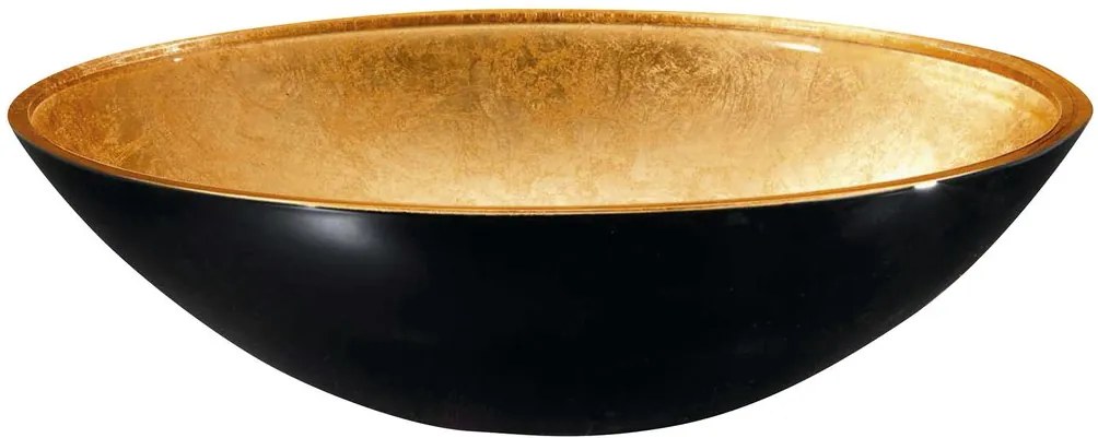 Sapho Murano Black-Gold - Skleněné umyvadlo kulaté 40x14 cm, zlatá/černá, AL5318-77