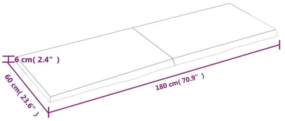 Petromila Nástěnná police hnědá 180x60x(2-6)cm ošetřený masivní dub