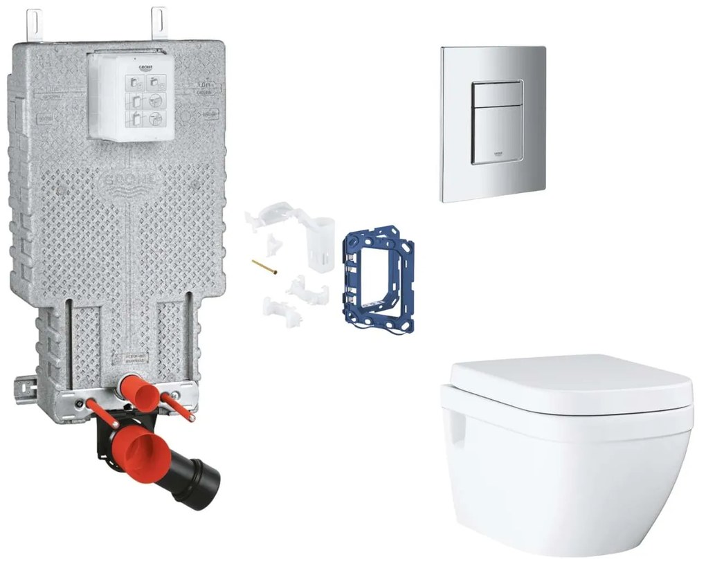 Grohe Uniset - Set předstěnové instalace, klozetu, sedátka SoftClose, tlačítka Skate Cosmopolitan a sady pro vhazování tablet, chrom SANI15BB2117