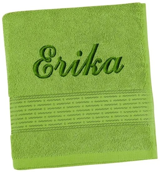 Bellatex Froté osuška proužek s výšivkou jména 70x140 cm Olivová