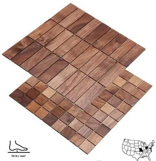 OŘECH mozaika 2D - dřevěný obklad do koupelny a kuchyně 30 x 30 mm