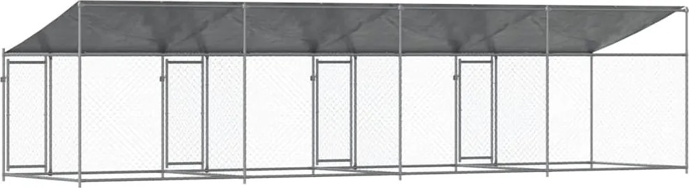 Klec pro psy se střechou a dvířky šedá 8x2x2 m pozinkovaná ocel 3209565