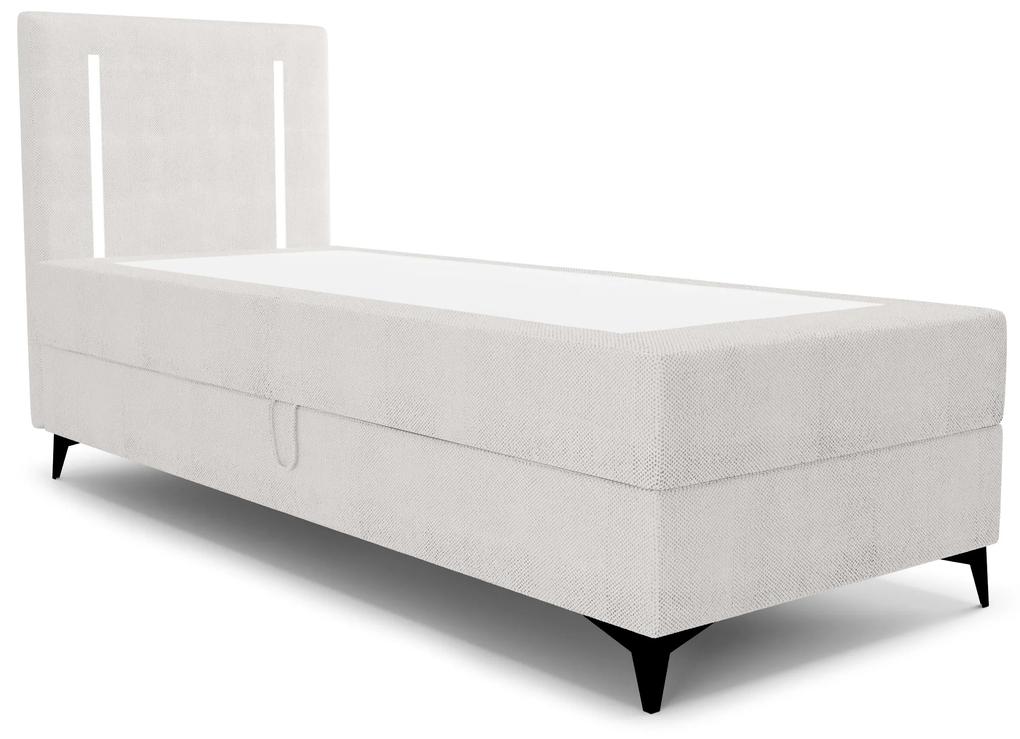 Jednolůžková postel 90 cm Ortega Comfort (světle šedá) (s roštem a matrací, s úl. prostorem) (s LED osvětlením). 1082690