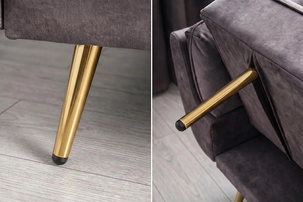 Designová rozkládací pohovka Bailey 215 cm tmavě šedý samet