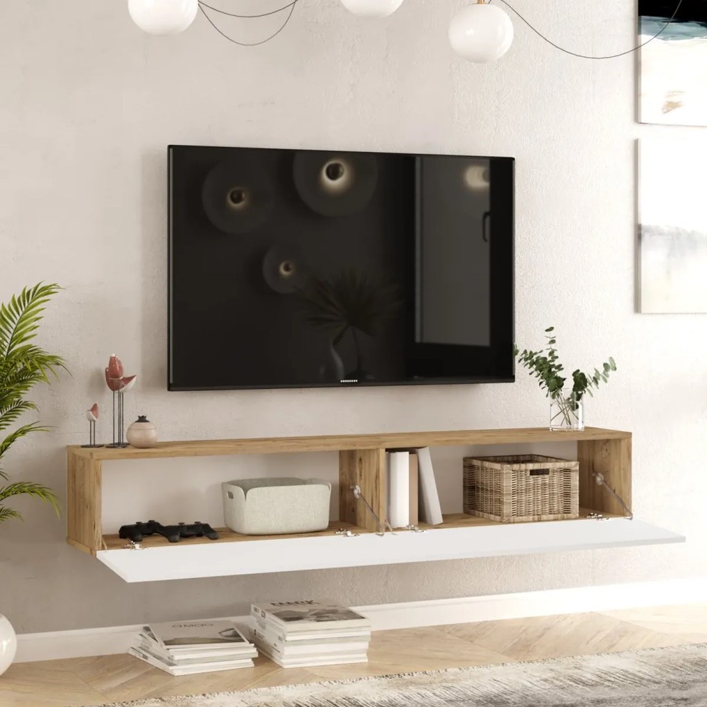 Závěsný TV stolek FR8 180 cm borovice/bílý