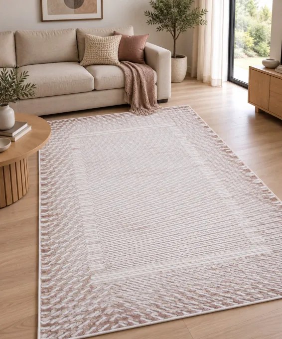 Koberec BUTIK 355 krémový / hnědý