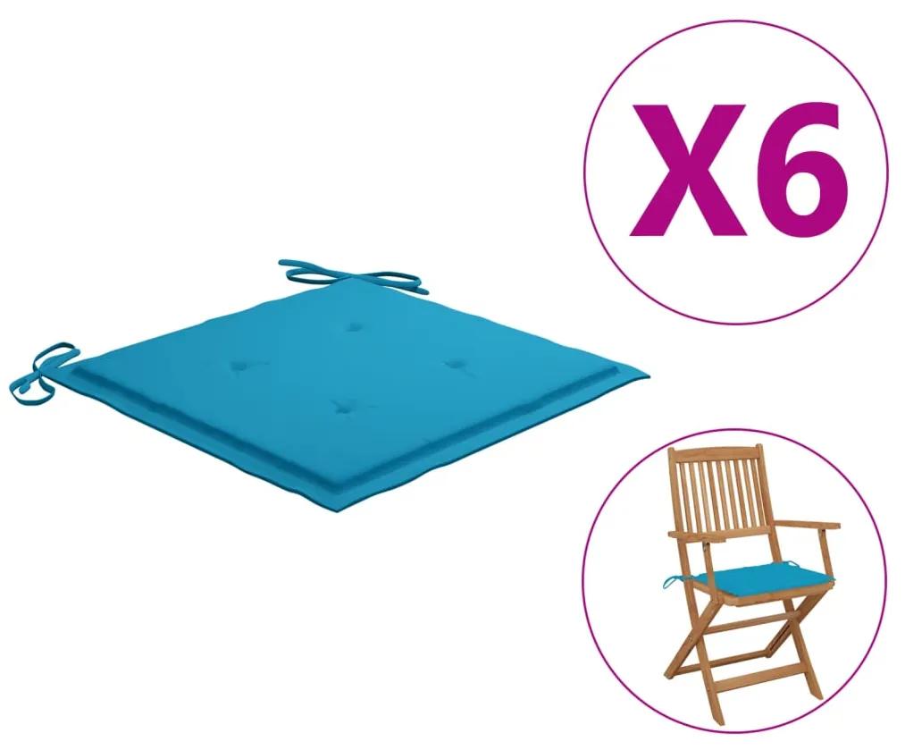 314011 vidaXL Podušky na zahradní židle 6 ks modré 40 x 40 x 3 cm textil