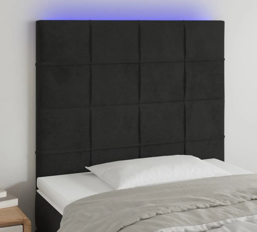 vidaXL Čelo postele s LED 80x5x118/128 cm samet [3122459] Barva: světle šedá
