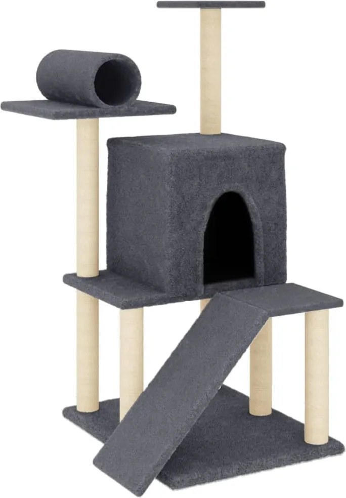 Škrabadlo pro kočky se sisalovými sloupky tmavě šedé 110,5 cm 172063