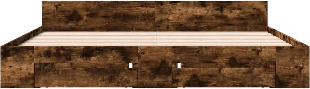 Rám postele se zásuvkami kouřový dub 200 x 200 cm kompozit 3280724