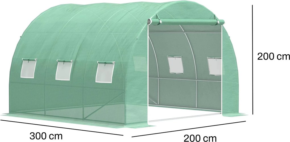 Zahradní fóliovník BestBerg BBGT-6G / 6 m² / 3 x 2 x 2 m / zelená