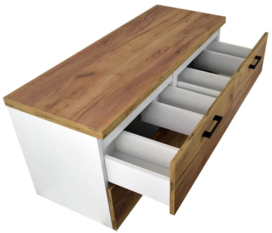 Comodo Koupelnová skříňka pod deskové umyvadlo Agria NEW W 120-HD - bílá/zlatý dub
