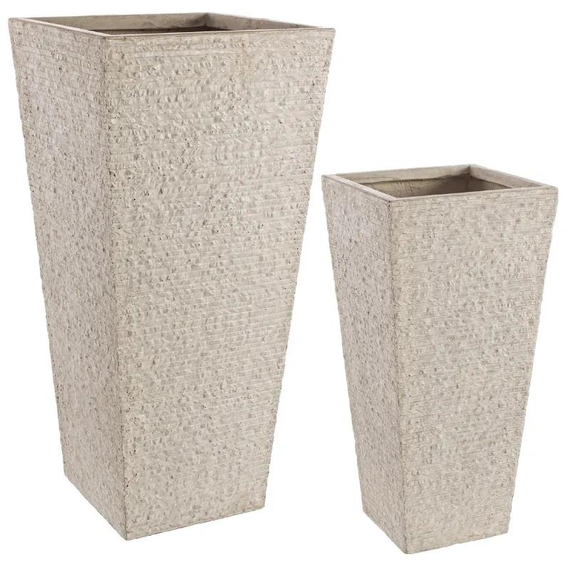 OnaDnes -20% Set dvou béžových betonových zahradních květináčů Bizzotto Stonet 65/88 cm