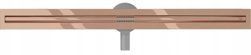 Mexen Flat nerezový sprchový žlab s rotačním 360° sifonem 70 cm, vzor SLIM, růžovo-zlatá, 1641070
