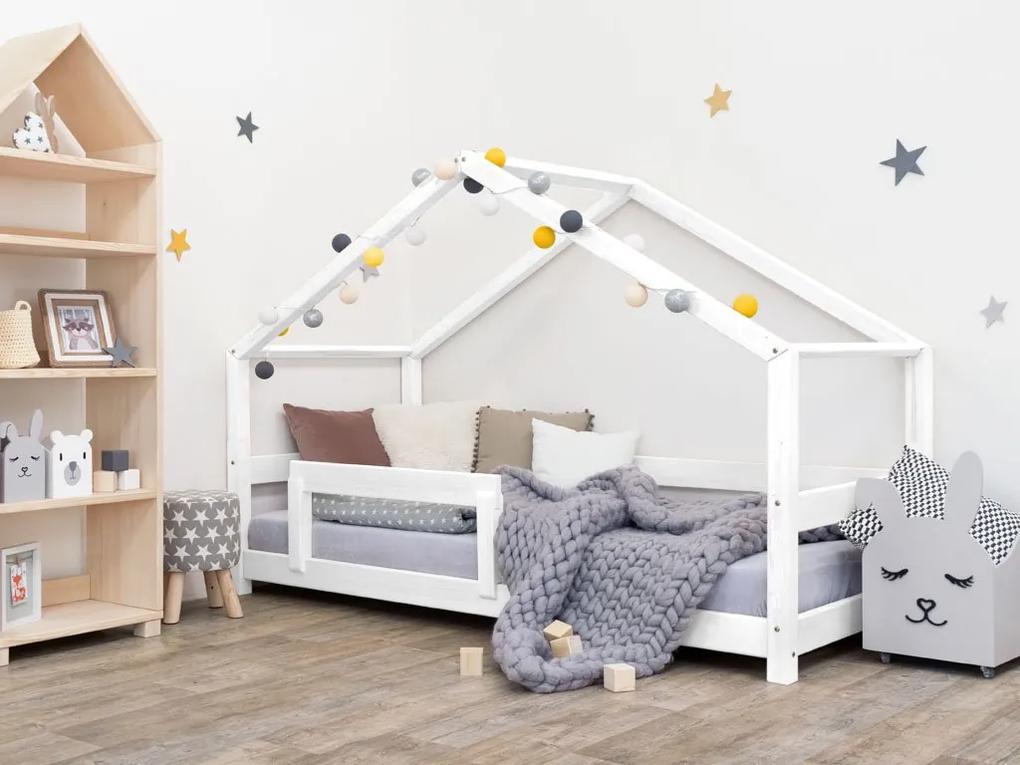 Benlemi Dětská domečková postel LUCKY s pevnou bočnicí Barva: Nelakovaná, Rozměr: 90 x 200 cm