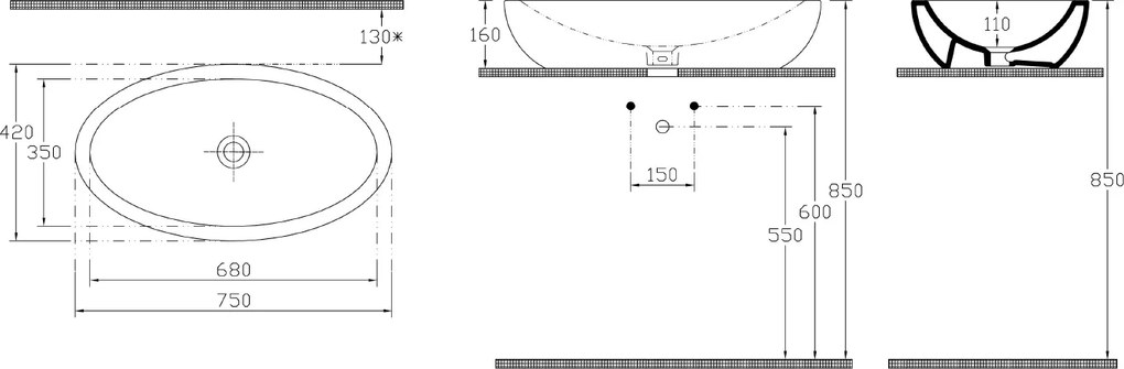 Isvea Sistema 10AR65075 umyvadlo 75 x 42 cm keramické
