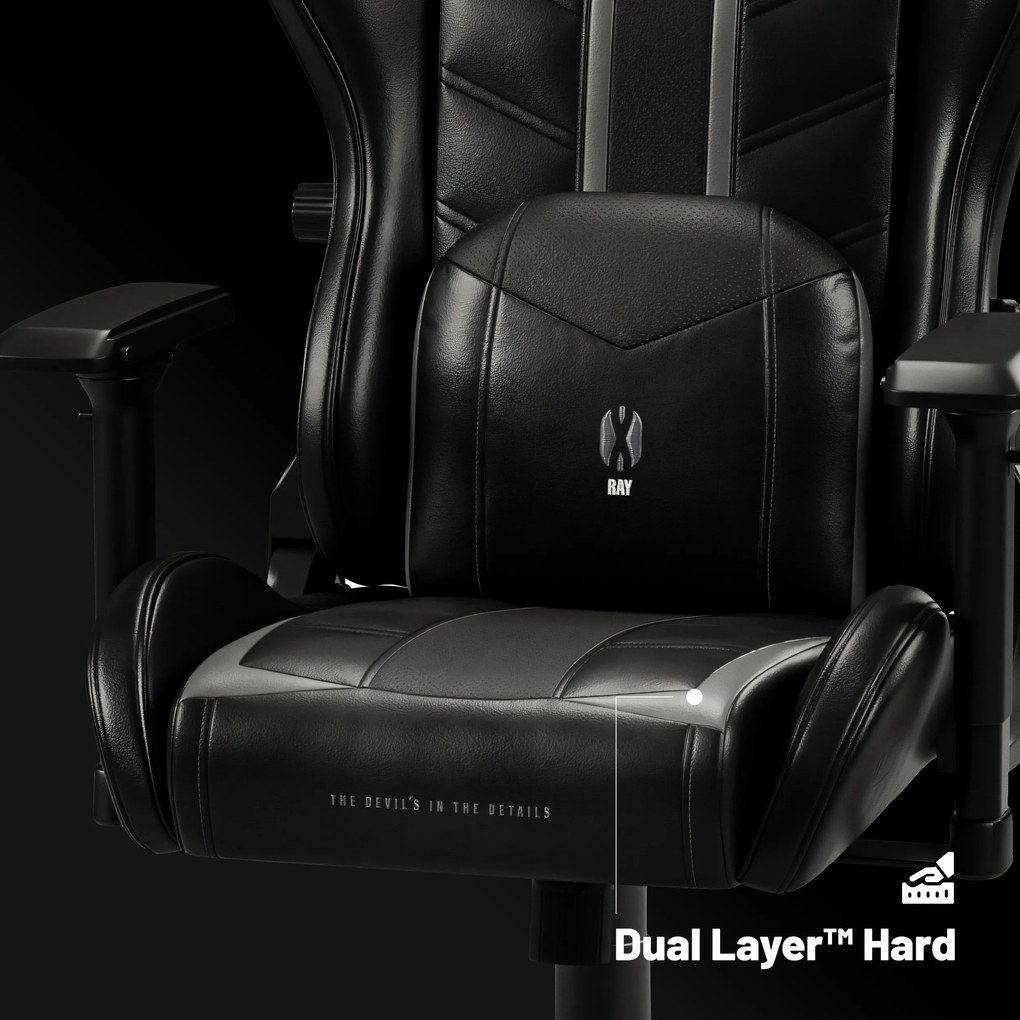 Herní židle z ekokůže King Size, černý-šedý: Diablo X-Ray 2.0