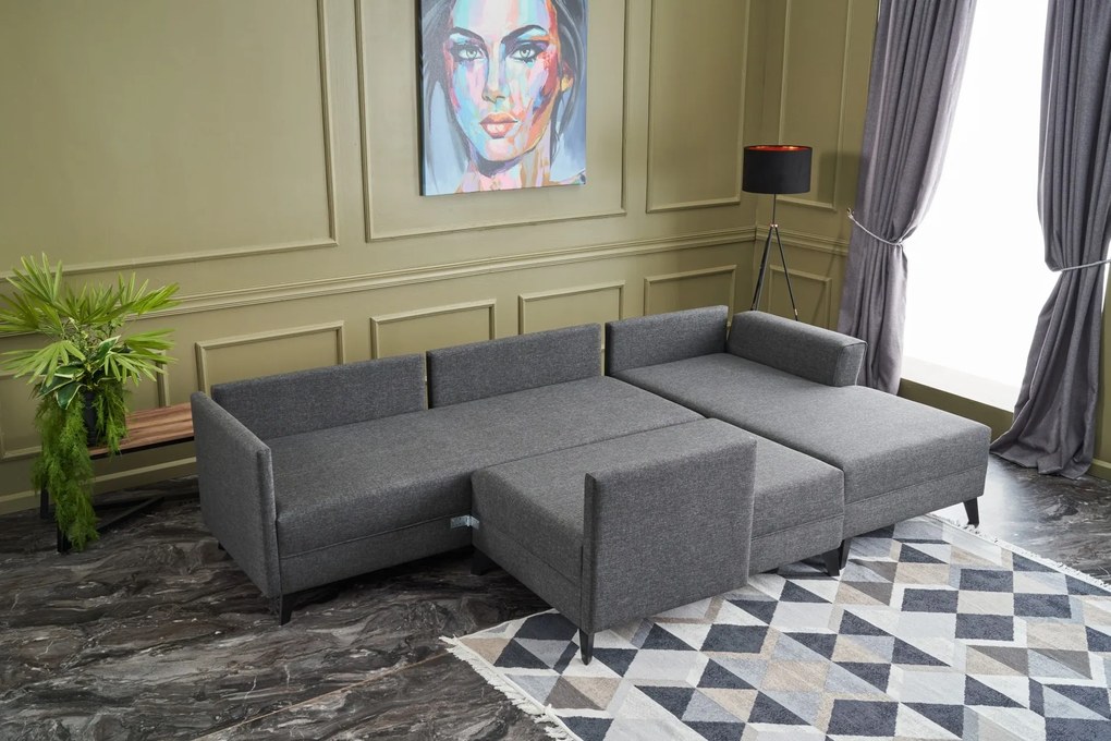 Atelier del Sofa Rohová sedací souprava Eris - Anthracite, Antracitová