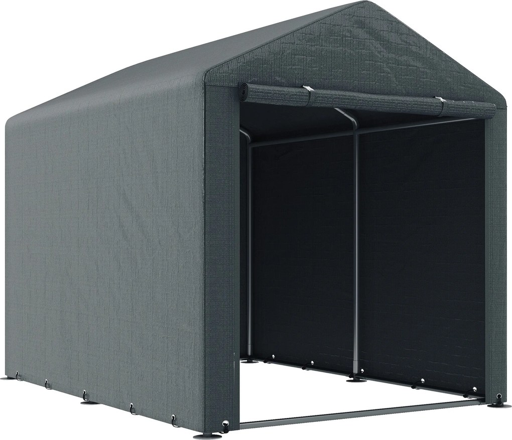Outsunny garážový stan, 1,6 x 2,18 x 1,72 m, skladovací stan s UV ochranou, dveře na zip, vodoodpudivá fólie, garáž na zahradní nářadí