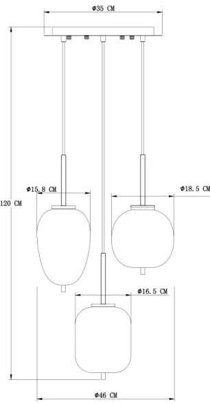 Globo 15345-3 - Lustr na lanku BLACKY 3xE14/40W/230V