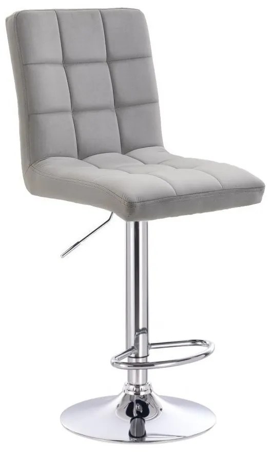 LuxuryForm DESIGN Barová židle TOLEDO VELUR na stříbrné kulaté podstavě - světle šedá