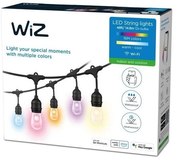 WiZ - LED RGBW Stmívatelný venkovní řetěz 12xLED 14,4m IP65 Wi-Fi