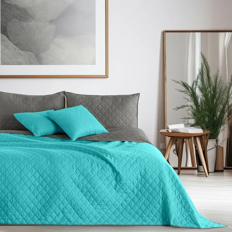 DecoKing Přehoz na postel Axel tyrkysová/ocelová, 170 x 210 cm, 170 x 210 cm