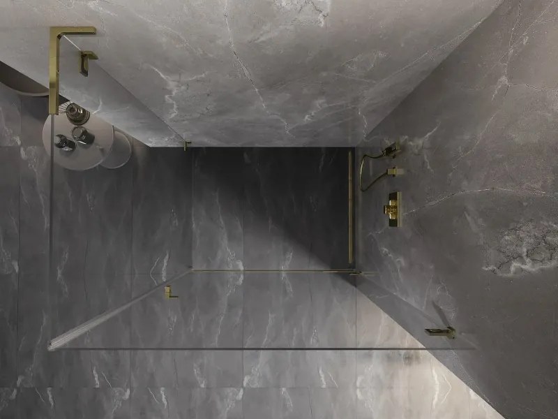 Mexen Lunar-B L pravý výklopný sprchový kout 85 x 70 cm, čiré sklo, zlatá lesklá, 832L-085-070-50-00-P