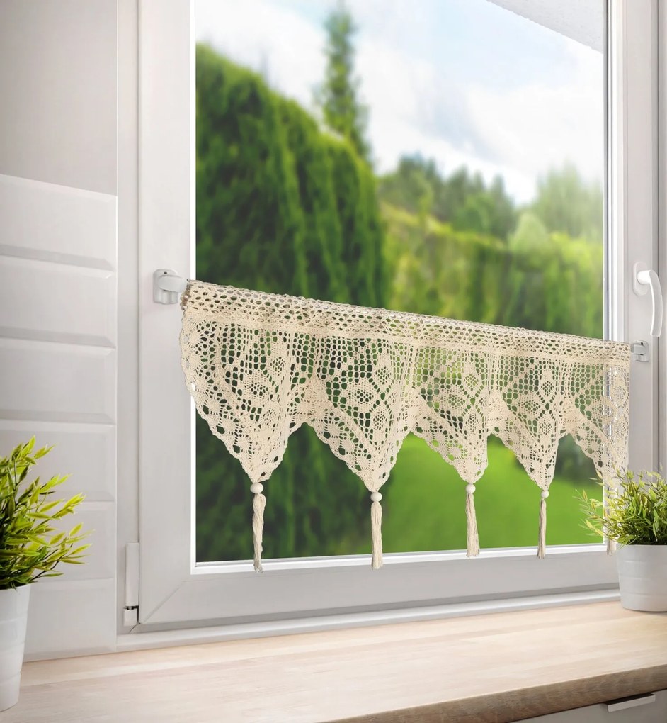KRÁTKÁ ZÁCLONA NA PÁSCE MARTHA 150X30 CM SVĚTLEBÉŽOVÁ