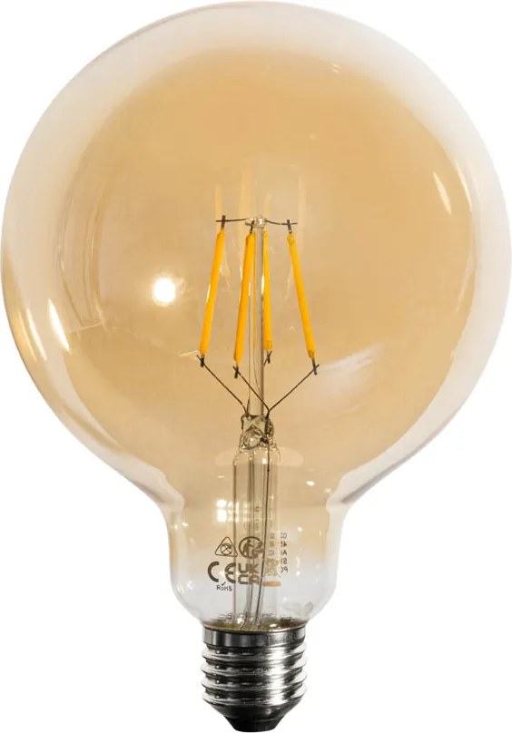 Sada 5 E27 3-stupňových stmívatelných LED žárovek zlatých G125 4W 450 lm 2700K