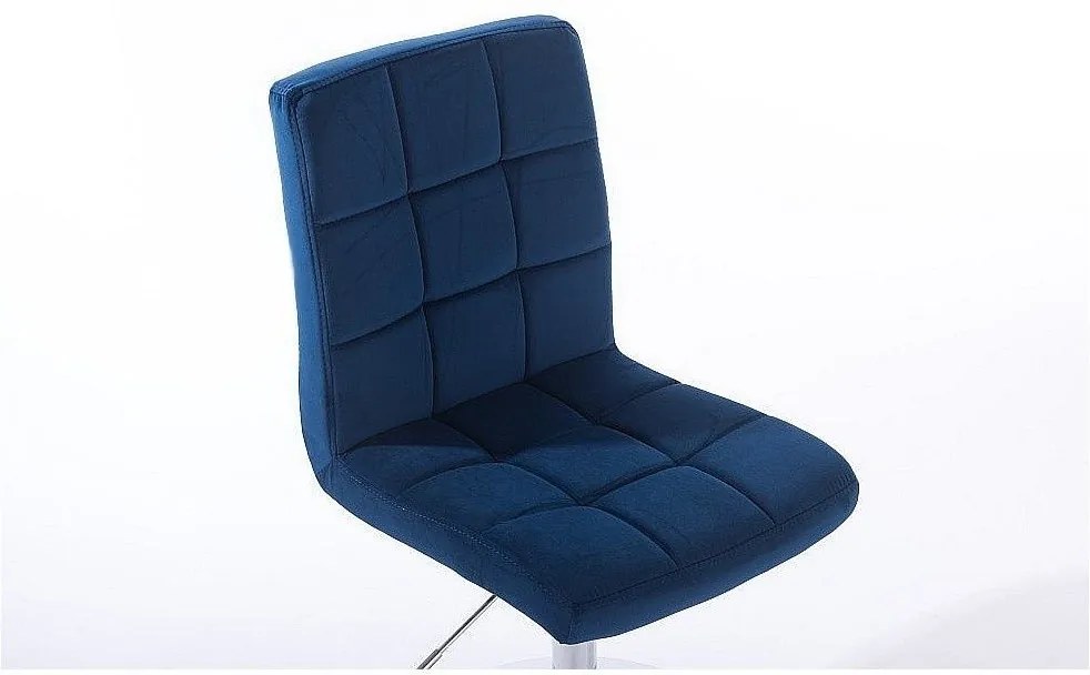 LuxuryForm DESIGN Barová židle TOLEDO VELUR na stříbrné kulaté podstavě - modrá
