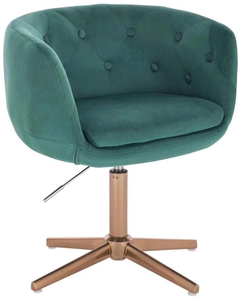 LuxuryForm DESIGN Křeslo MONTANA VELUR na zlatém kříži - zelené
