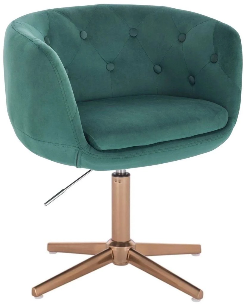 LuxuryForm DESIGN Otočné křeslo MONTANA VELUR na zlatém kříži - zelené