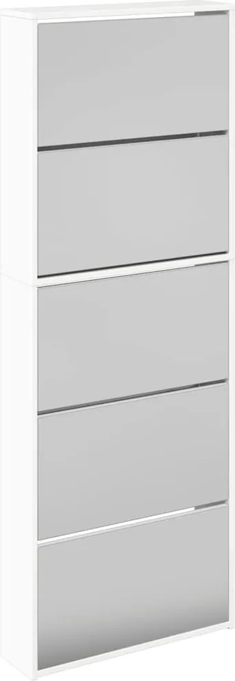 Botník se zrcadlem 5patrový bílý s vysokým leskem 63x17x169,5cm 3228282
