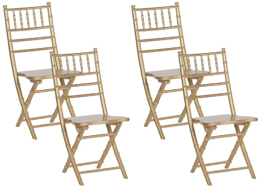Sada 4 dřevěných židlí zlaté MACHIAS Beliani