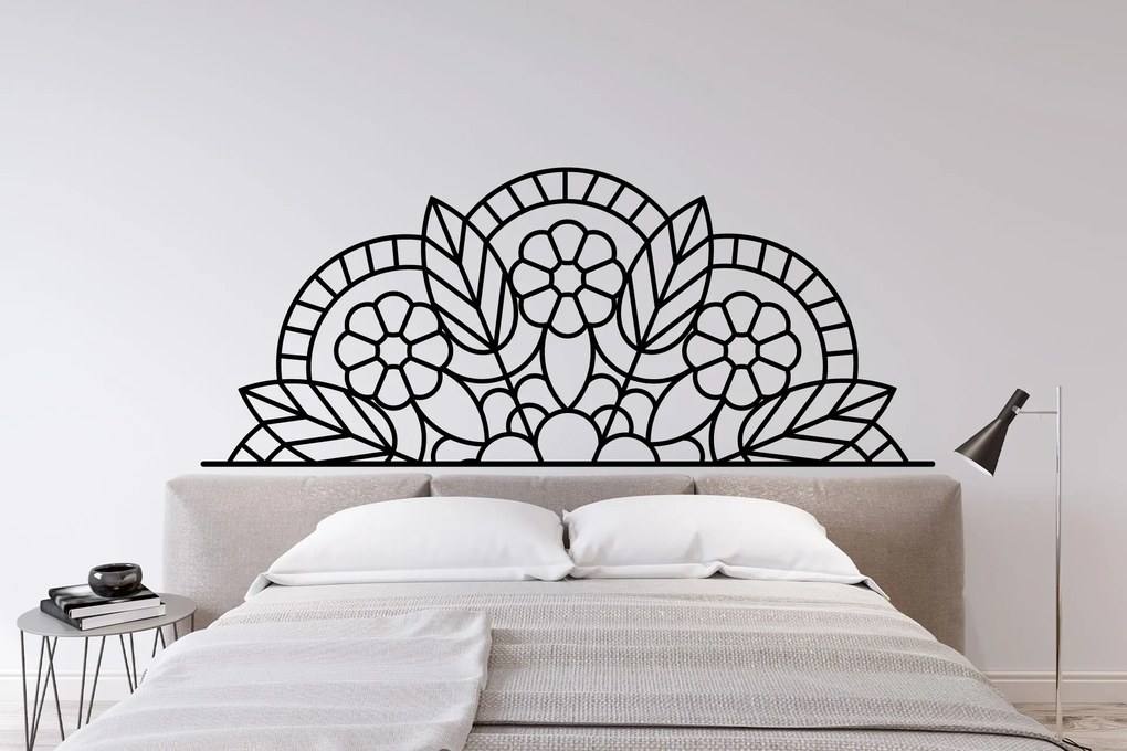 Lepy.cz Samolepka na zeď Mandala půlkruh Velikost (šířka x výška): 200x81cm, Barevná varianta: Krémová