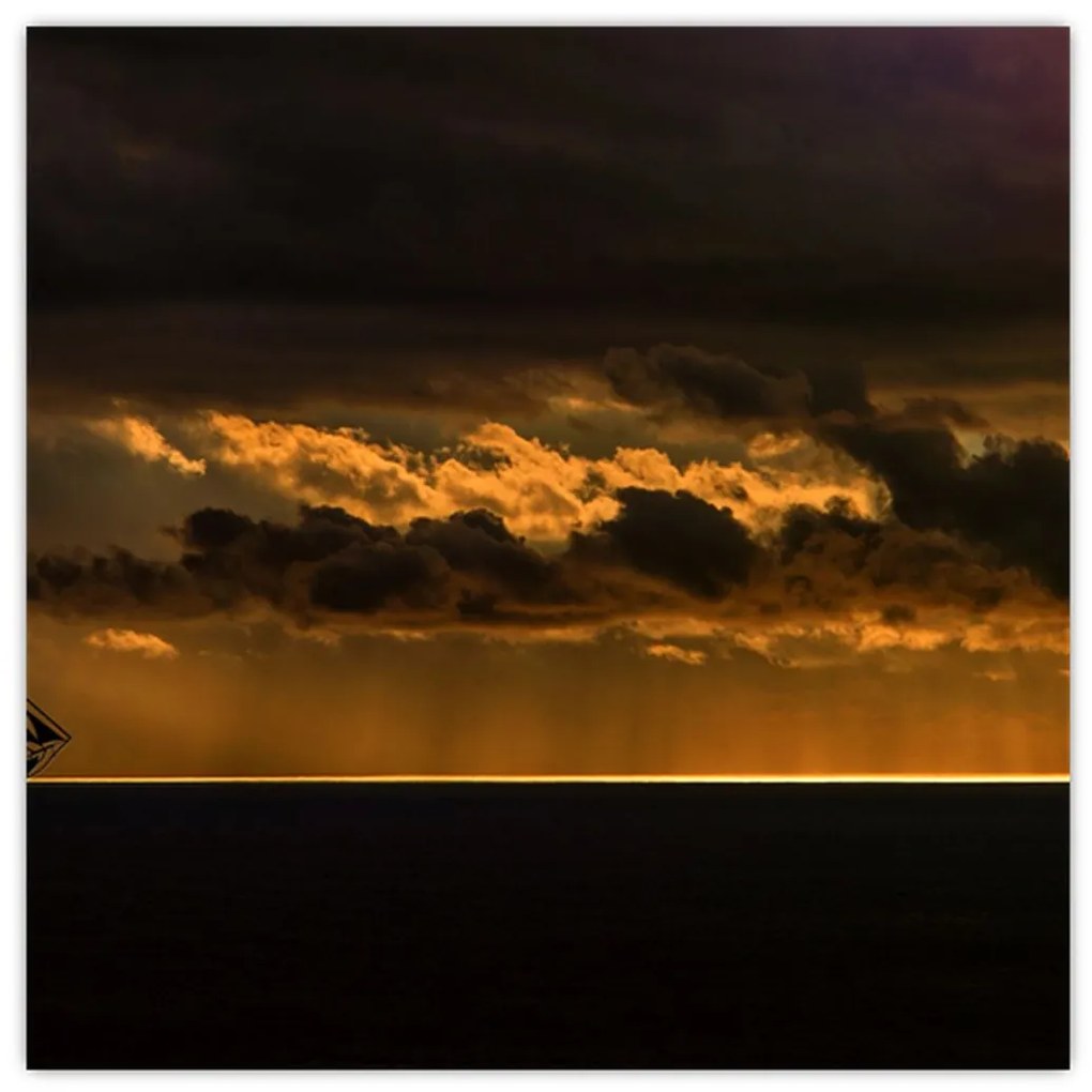 Obraz plachetnice v západu slunce (30x30 cm)