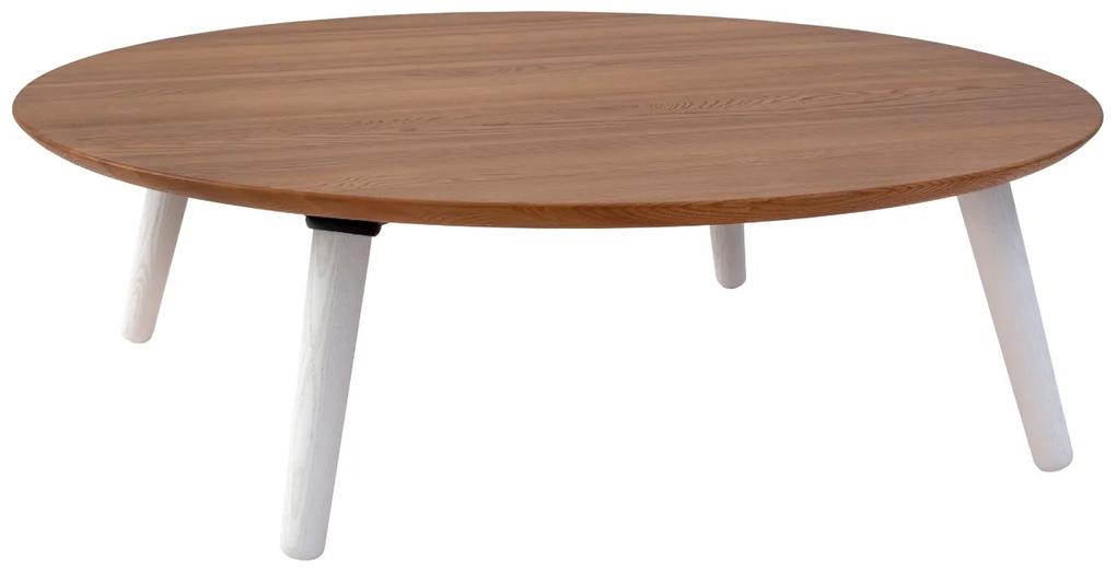 OnaDnes -20% Dřevěný konferenční stolek RAGABA CONTRAST SLICE 100 cm s bílou podnoží