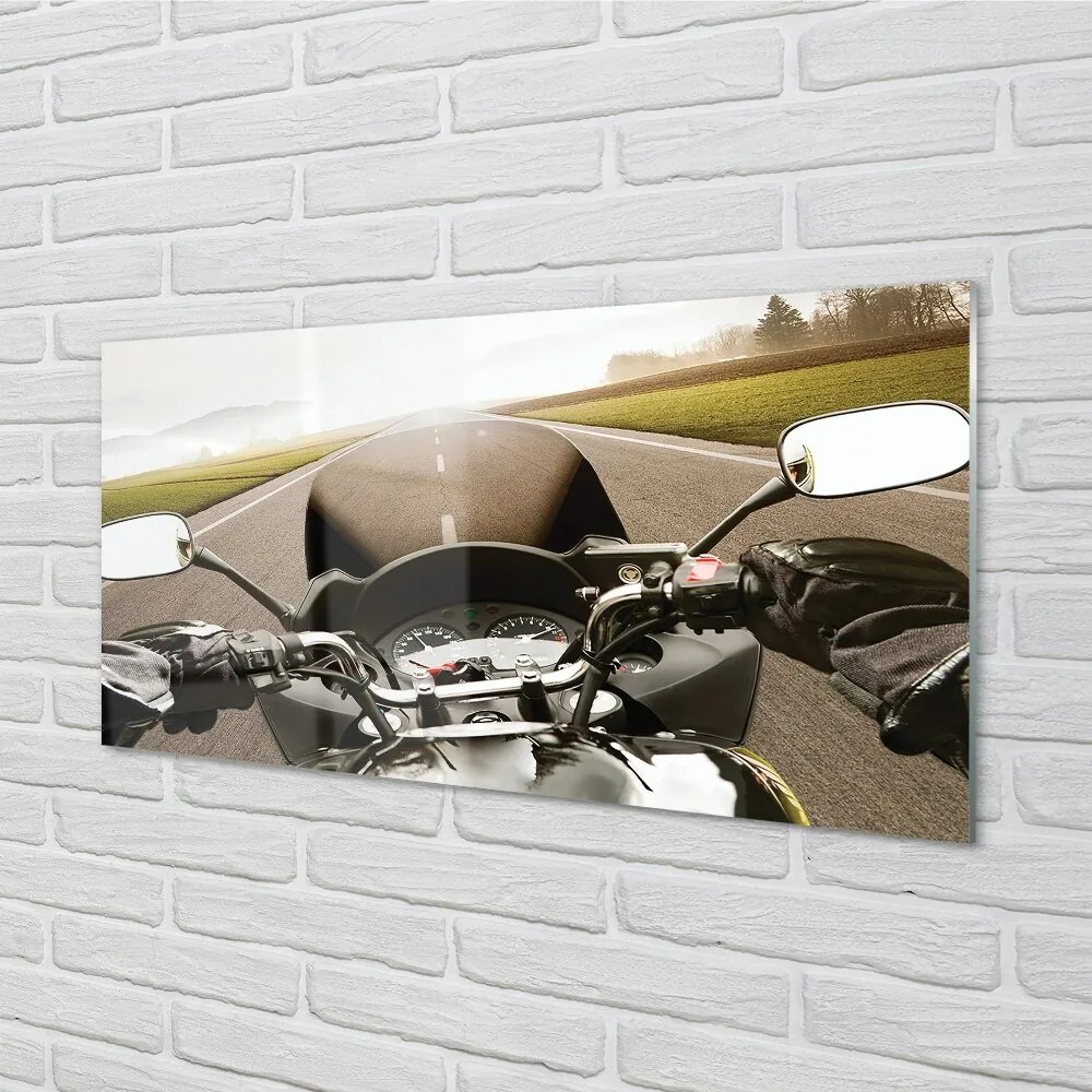 Obraz na skle Motocyklu silničního oblohy top 120x60 cm