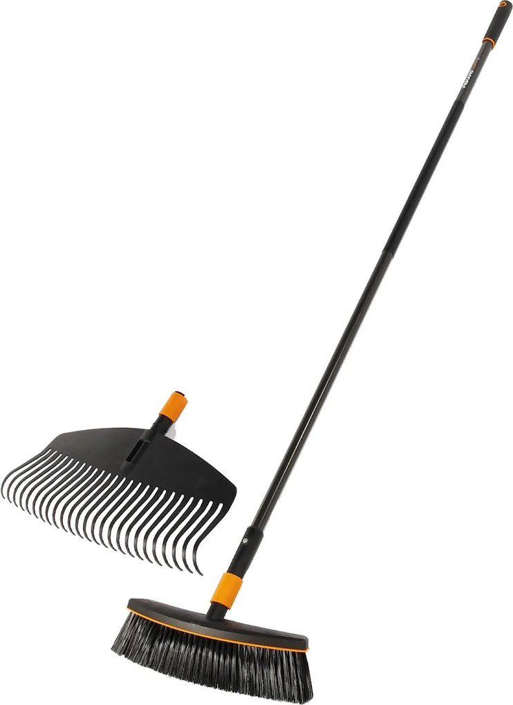 Set FISKARS QUIKFIT hrábě na listí + koště + násada 1016608 10713