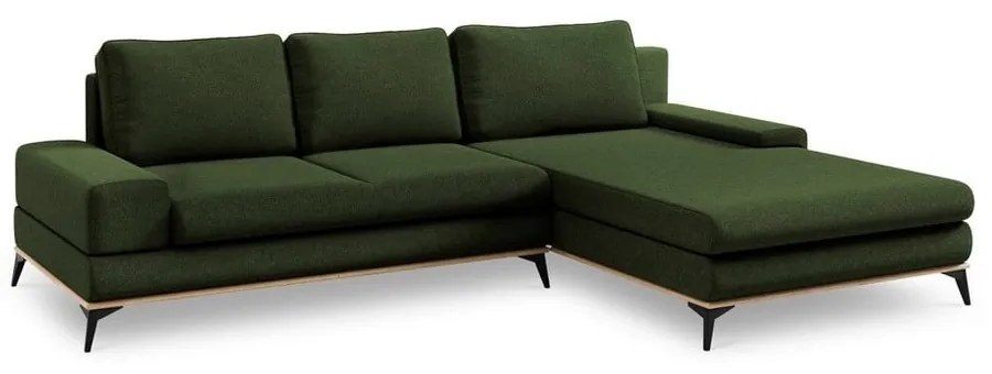 Lahvově zelená rozkládací rohová pohovka Windsor &amp; Co Sofas Planet, pravý roh