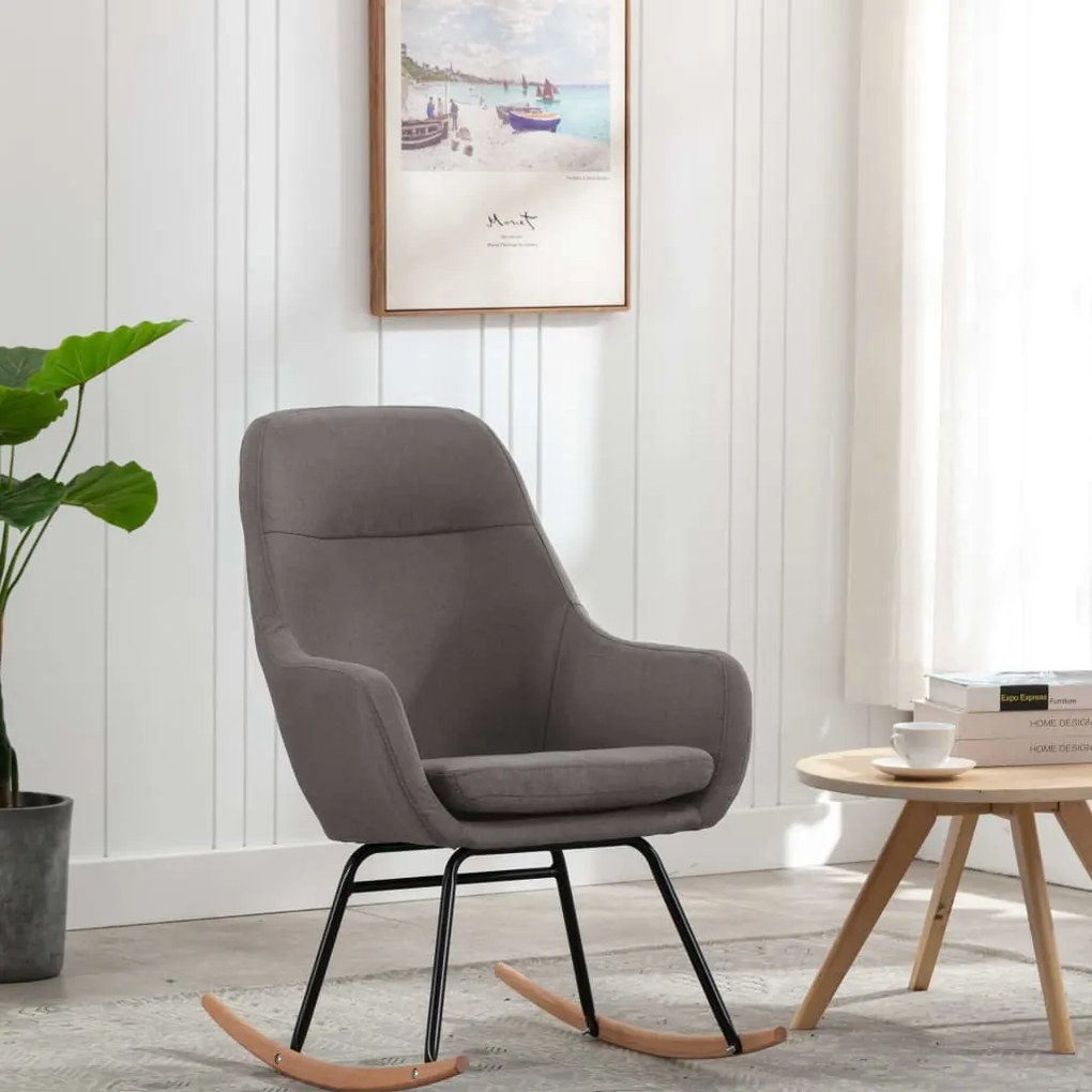 Houpací křeslo světle šedé textil 289537